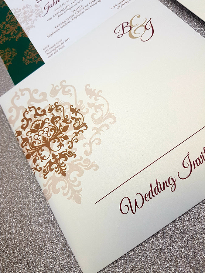 Ivory Elegant Design Large Asian Indian Wedding Invitation with matchi ...