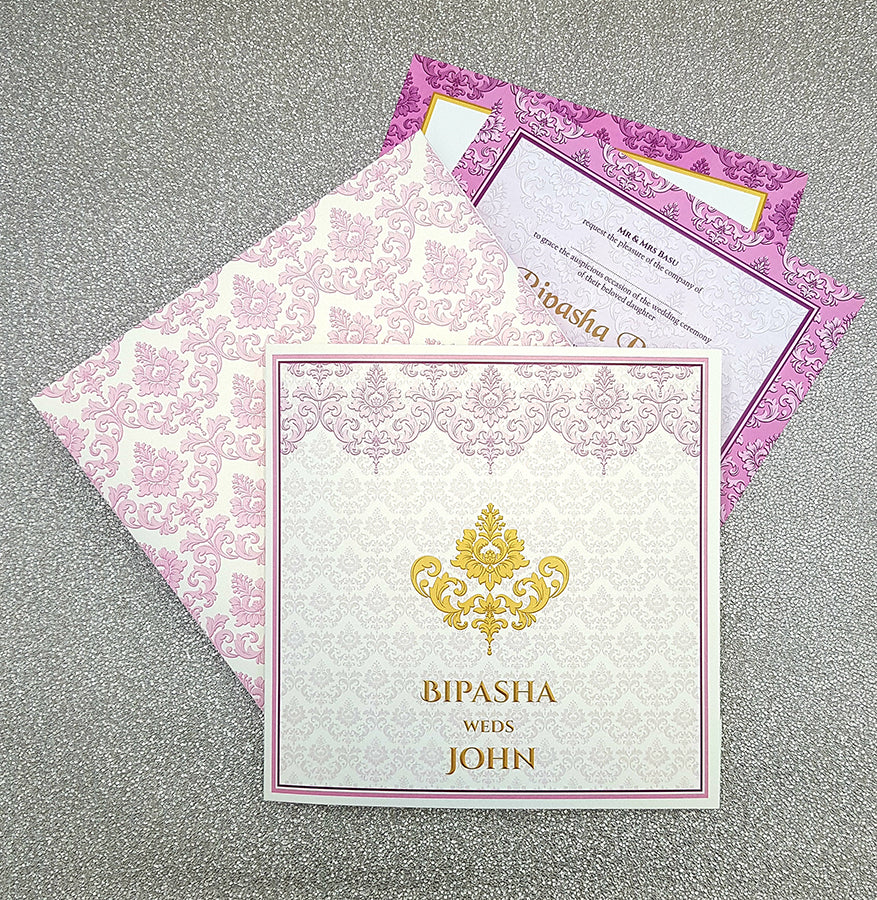 CLS 115 Dusky Pink Asian Design Large Wedding Invitation with Matching ...