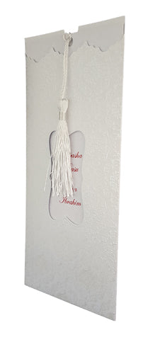 LC S003 Chic White Pocket Tassel Invitation – Shadicards.Com