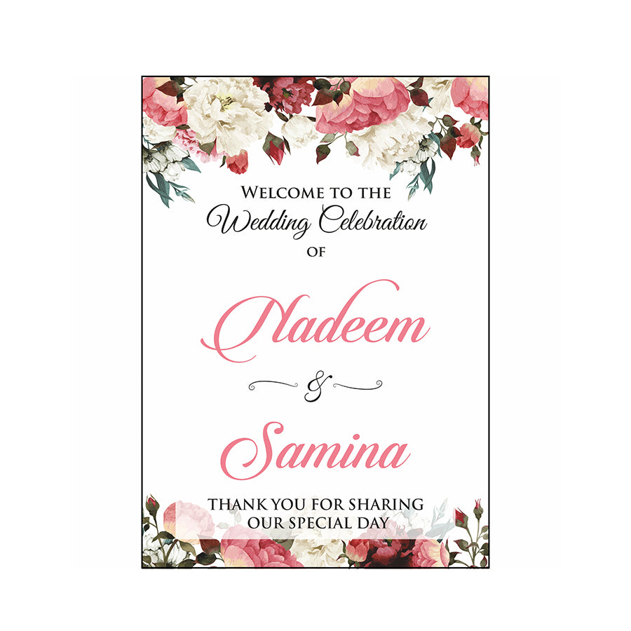 Light Floral – A1 Mounted Welcome Poster – Shadicards.Com