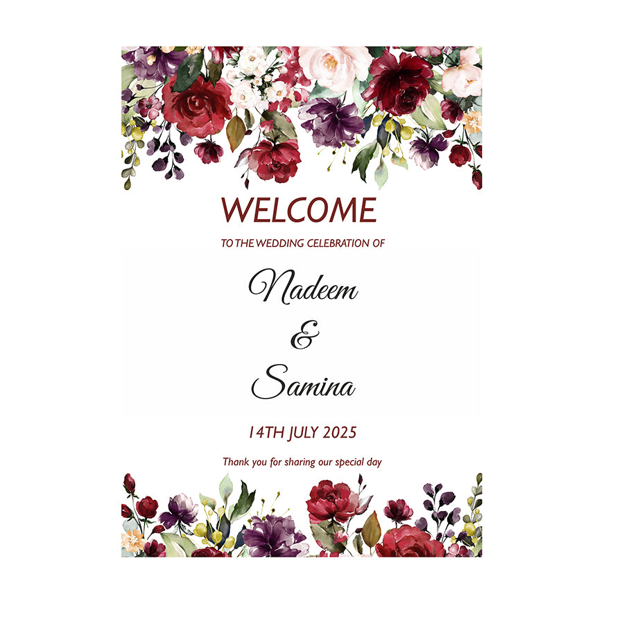 Maroon Rose – A1 Mounted Welcome Poster – Shadicards.Com