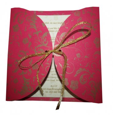 MCC pink and gold Gatefold Ribbon Invitation – Shadicards.Com