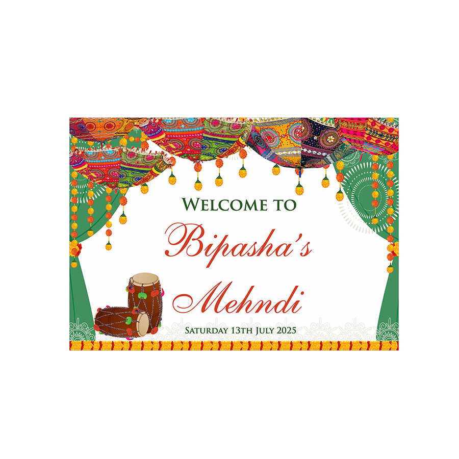 Mehndi Party 317 – A1 Mounted Welcome Poster – Shadicards.Com