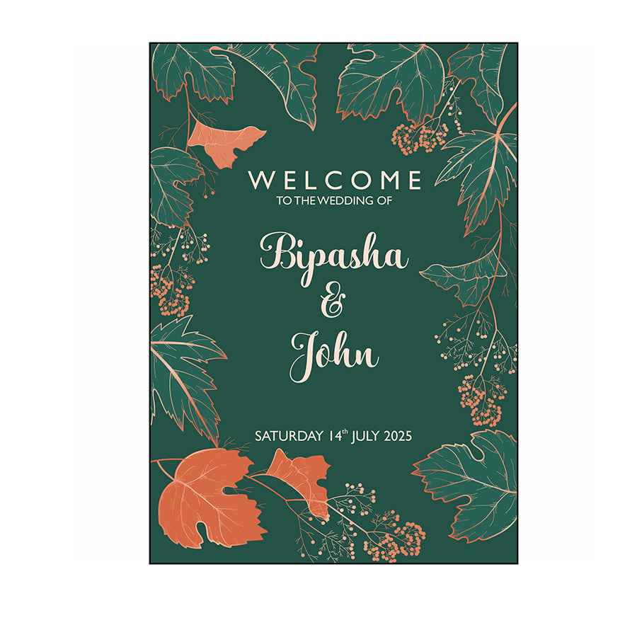 Dark Green Leaves – A1 Mounted Welcome Poster – Shadicards.Com
