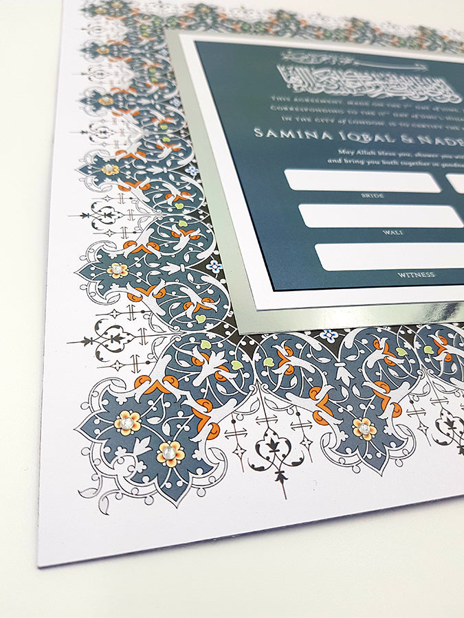 NK 104 Personalised and Customised Grey and silver Muslim Marriage Nik ...