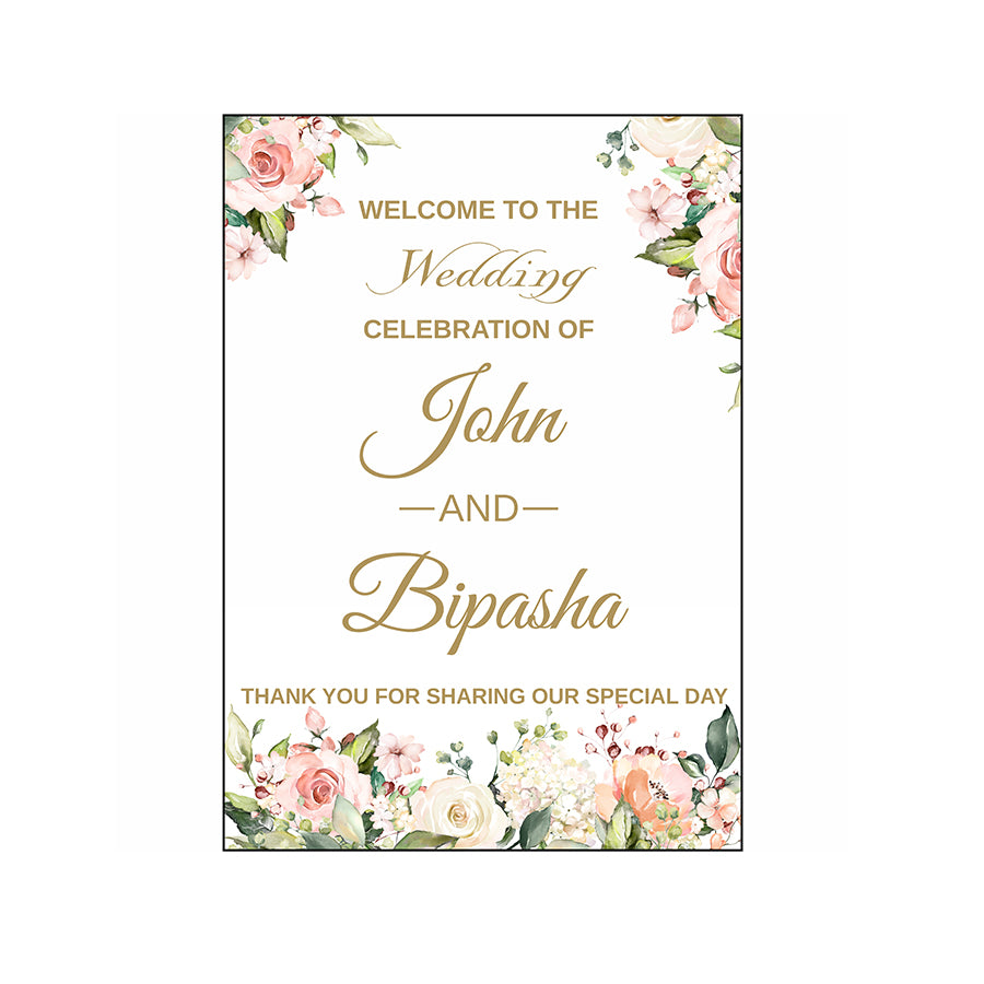 Pretty Peach Floral – A1 Mounted Welcome Poster – Shadicards.Com