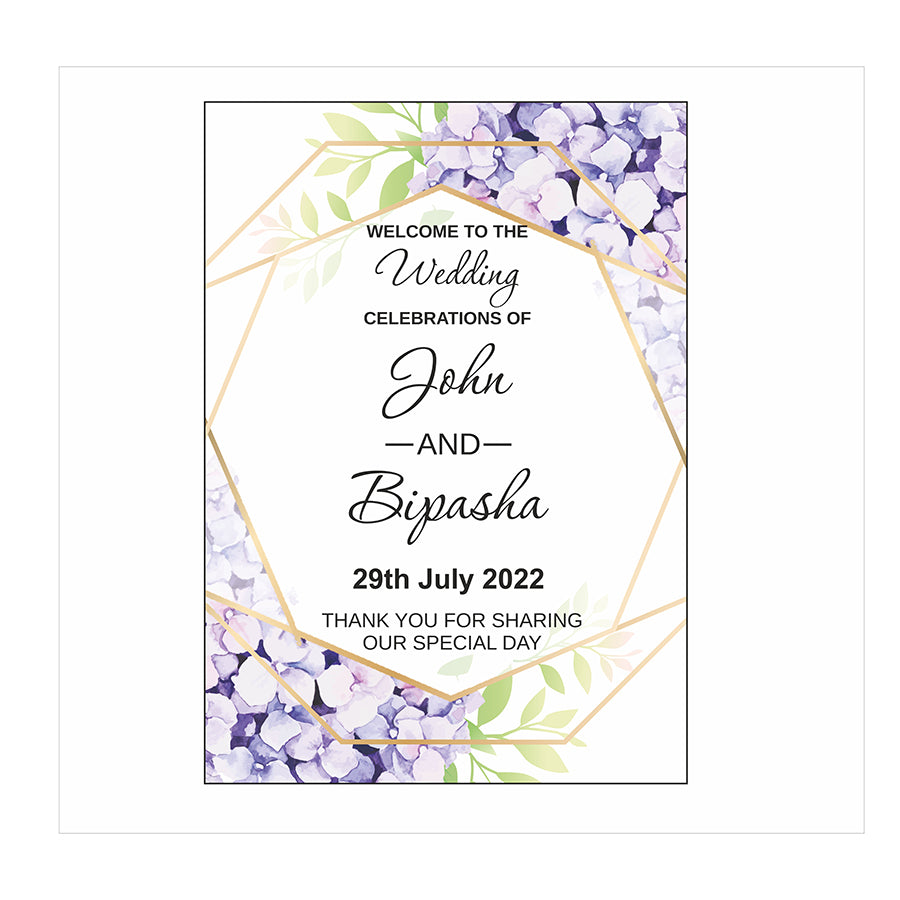 Purple Gold Floral – A1 Mounted Welcome Poster – Shadicards.Com
