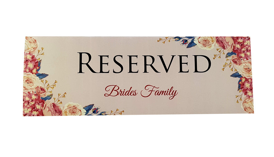 RV 106 Table Reserved Place Card – Cream, Red & Blue Peonies Corner Bo ...