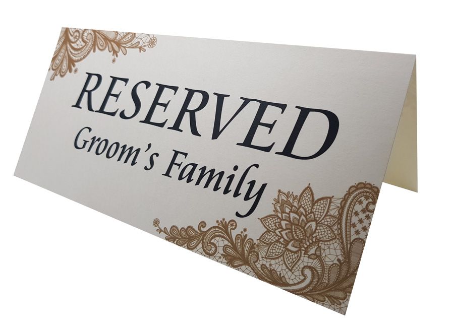 1 x pack of 10 Wedding Table Reserved Cards – Shadicards.Com