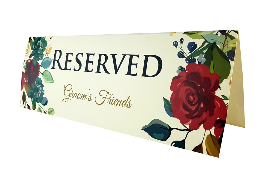RV 105 Groom’s Family Reserved Table Sign – Red, Green & Maroon Waterc ...