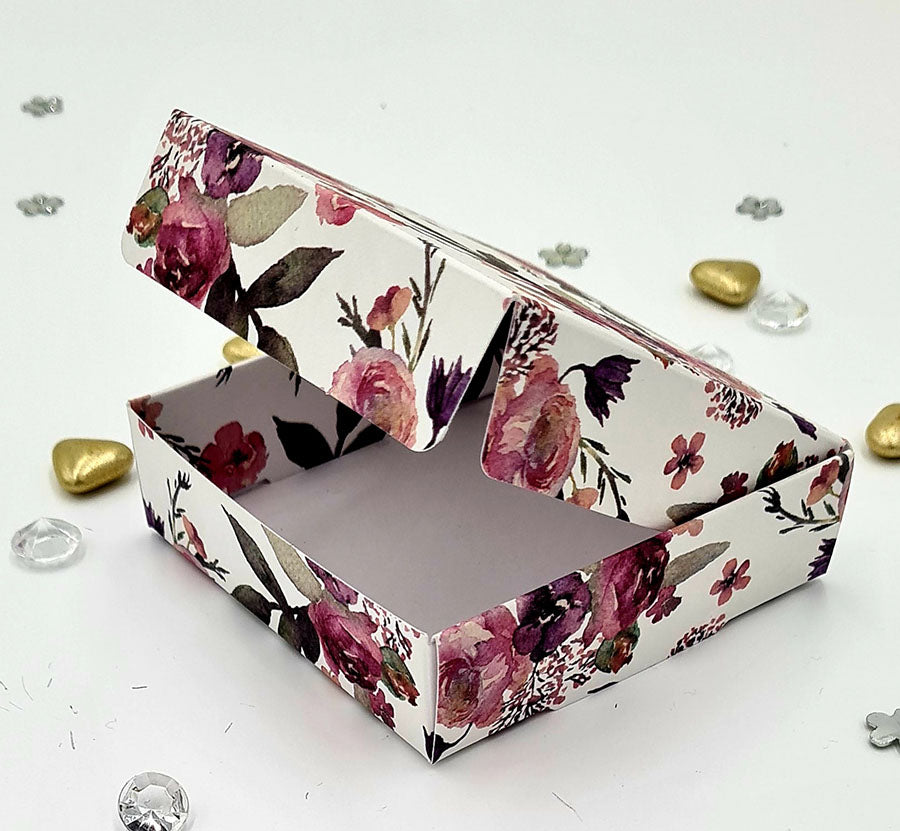 Floral Print SQR 401 – Pink, Purple & Green Square Wedding Favour Box ...
