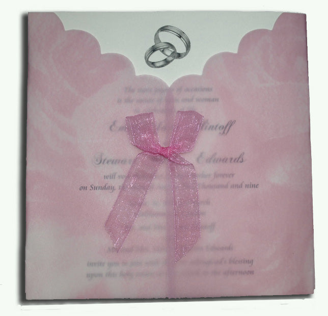 W114E Pink Vellum Translucent Paper Invitation - Elegant and Delicate ...