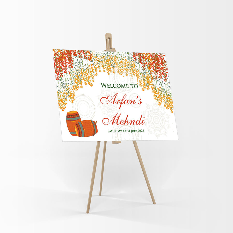 Mehndi Party 328 – A1 Mounted Welcome Poster – Shadicards.Com
