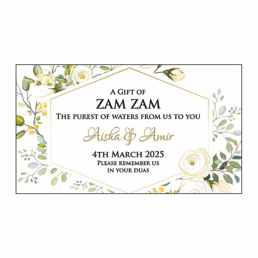 Minimalistic Green Floral Personalised Leaf Zam Zam Bottle Stickers 11 ...